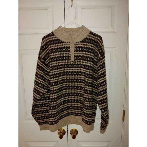 Woolrich | Sweaters | Vtg Men Woolrich Tan Brown Fair Isle Wool Button ...